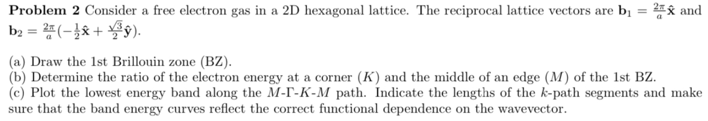 Solved Problem 2 ﻿Consider a free electron gas in a 2D | Chegg.com