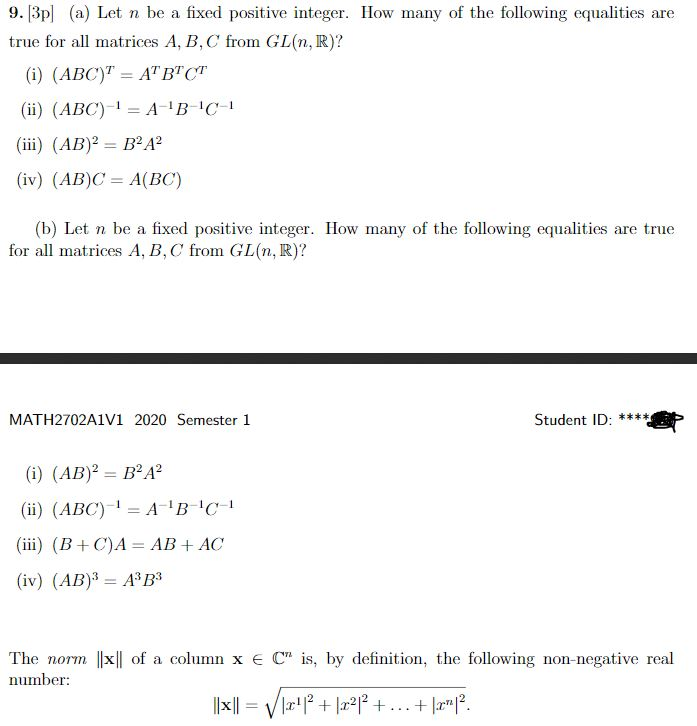 Solved 9. [3pl (a) Let n be a fixed positive integer. How | Chegg.com