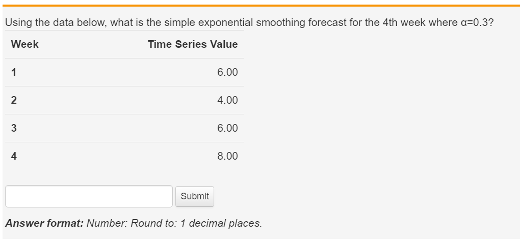 Solved Using The Data Below What Is The Simple Exponential