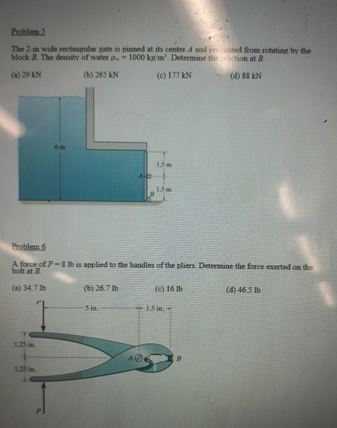 Solved Problem 5 The 2-m wide rectangular gate is pinned at | Chegg.com