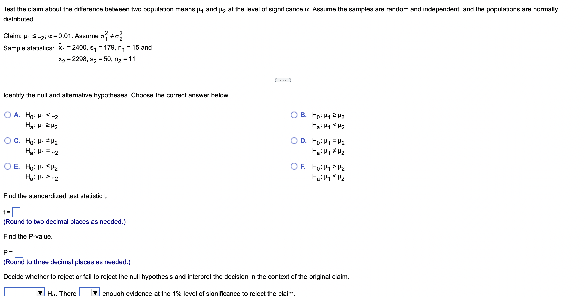 Solved distributed.Claim: μ1≤μ2;α=0.01. ﻿Assume | Chegg.com