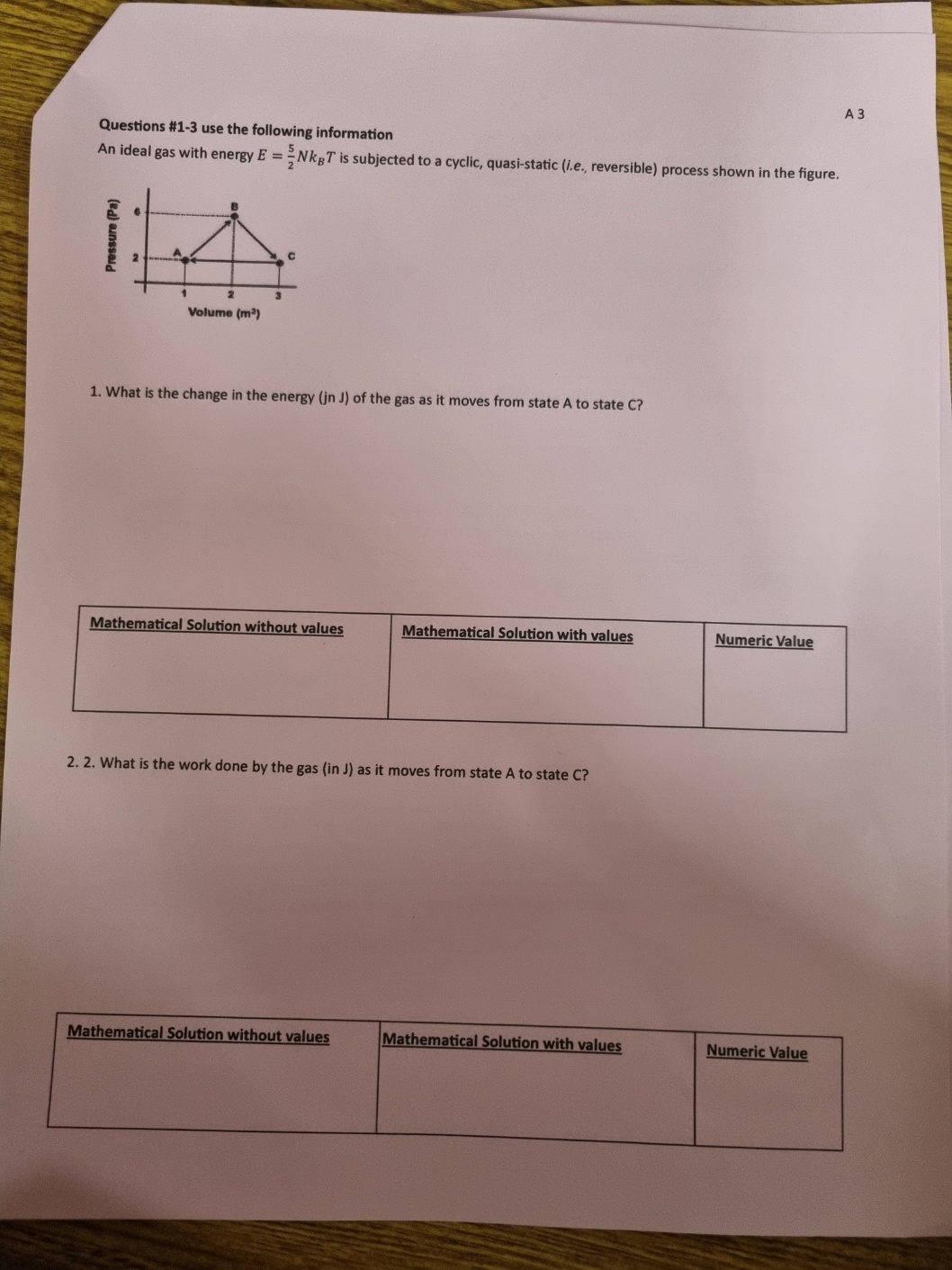 Solved Questions #1-3 ﻿use the following informationAn ideal | Chegg.com