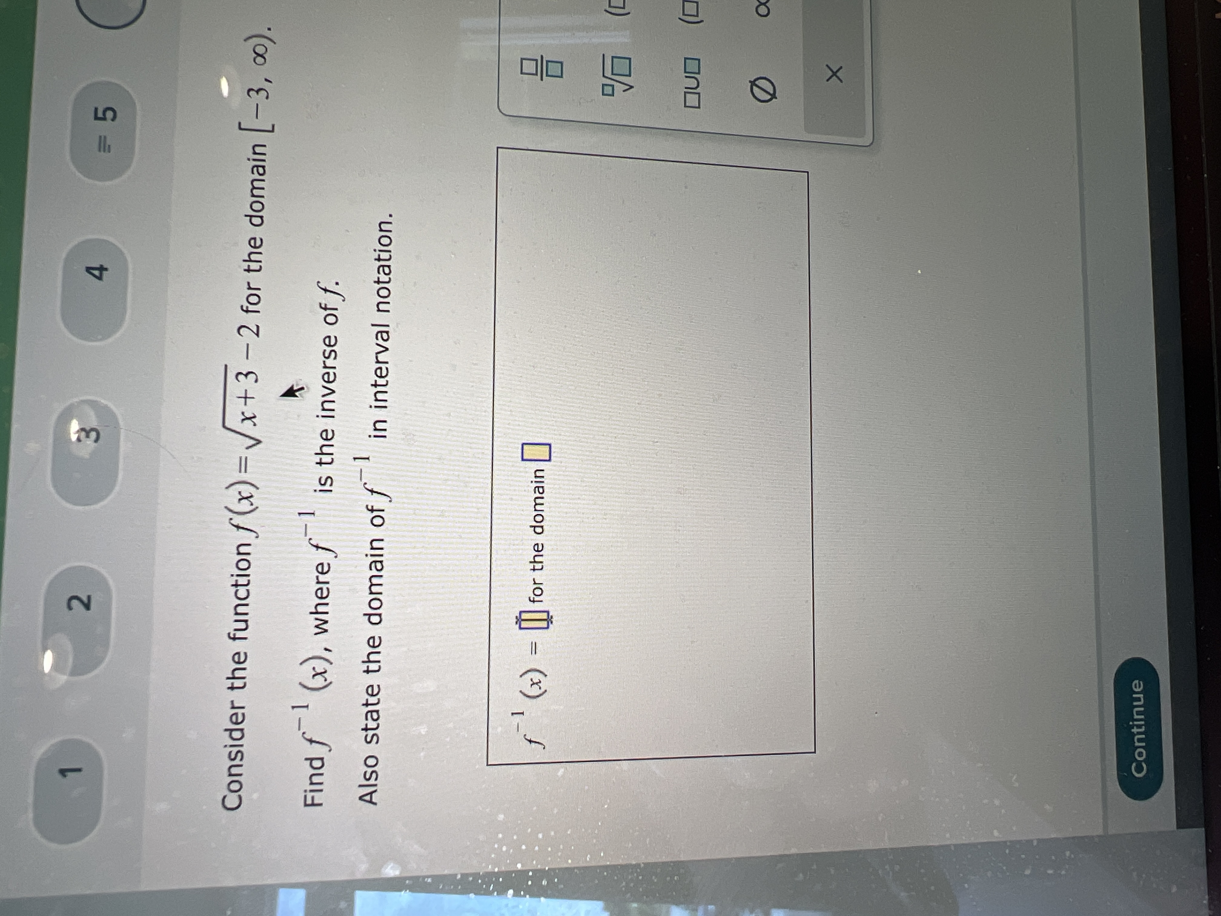 Solved Consider the function f(x)=x+32-2 ﻿for the domain | Chegg.com