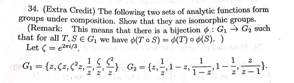 Solved 34. (Extra Credit) The following two sets of analytic | Chegg.com