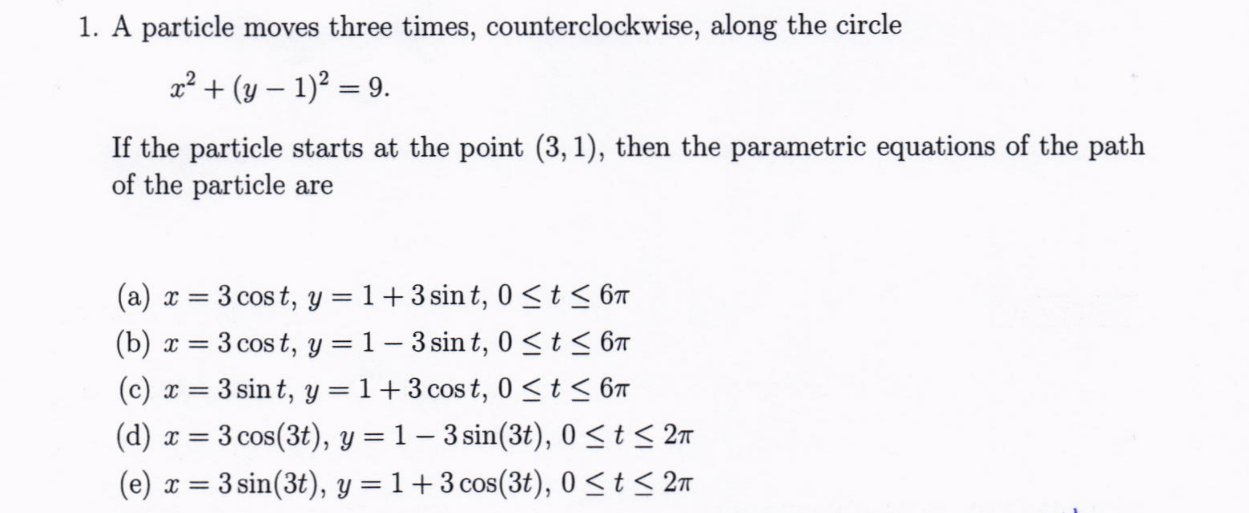 Solved 1. A particle moves three times, counterclockwise, | Chegg.com