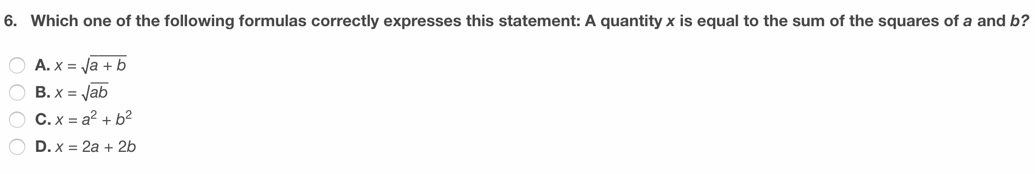 Solved 6. Which one of the following formulas correctly | Chegg.com