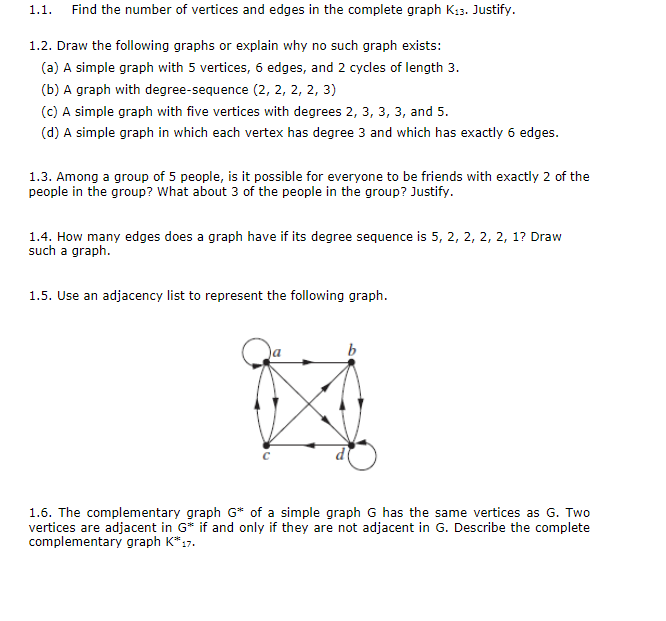 Solved 1.1. Find the number of vertices and edges in the | Chegg.com