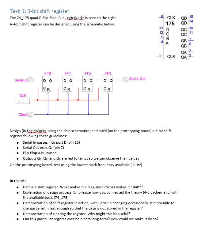 Solved CSC 120− Lesson 12 Lab Topics: Serial Adder (shift | Chegg.com