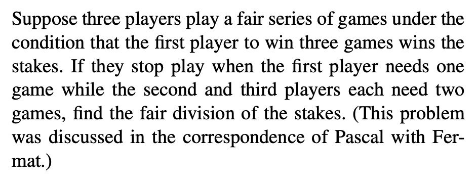 Solved Suppose three players play a fair series of games | Chegg.com