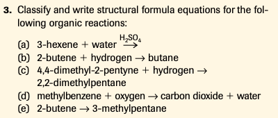 Solved Classify and write structural formula equations for | Chegg.com