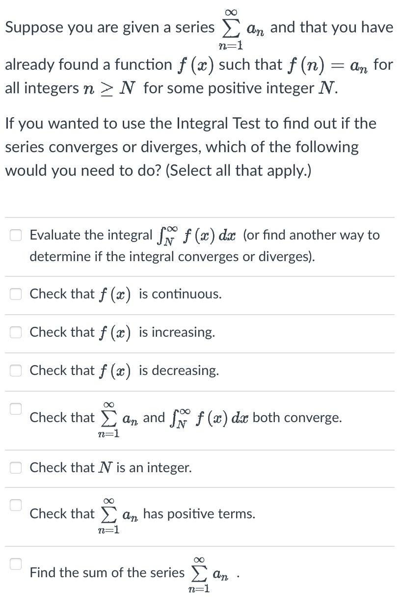 Solved Suppose you are given a series ∑n=1∞an and that you | Chegg.com