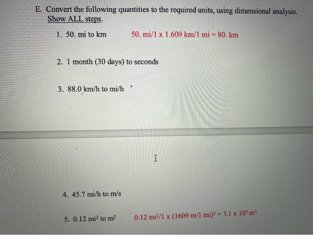 Solved E. Convert the following quantities to the required | Chegg.com