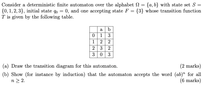 Solved Consider a deterministic finite automaton over the | Chegg.com