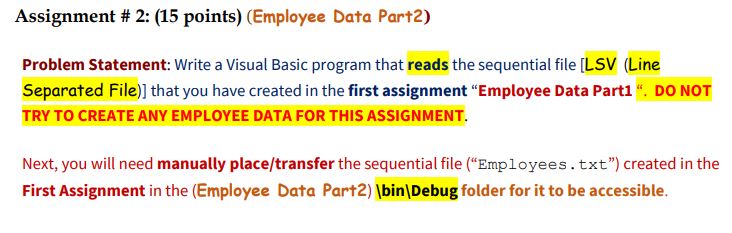 Solved Assignment \# 2: (15 points) (Employee Data Part2) | Chegg.com