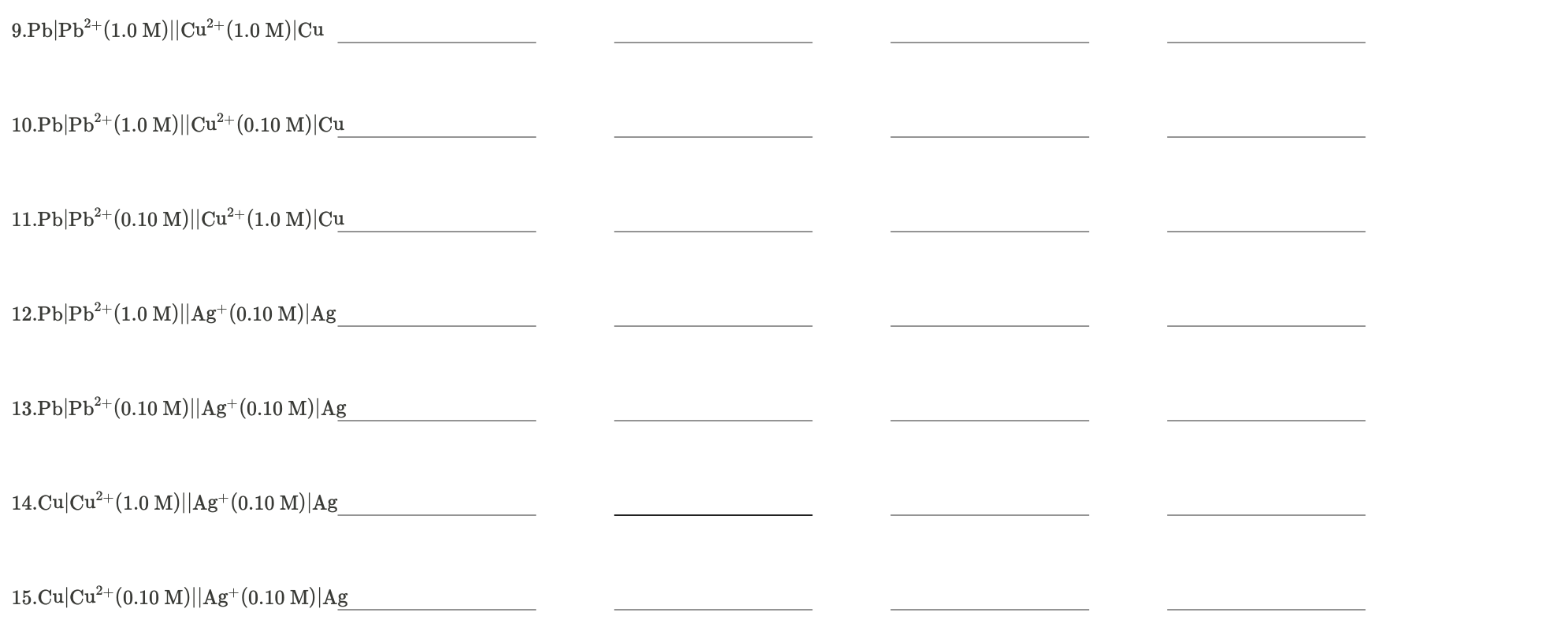 Data And Lab Submission - Electrochemistry (36pts) | Chegg.com