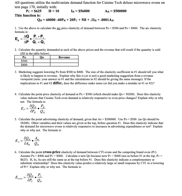 Solved All Questions Utilize The Multivariate Demand 3818