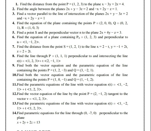 Solved 1. Find the distance from the point P (1, 2, 3) to | Chegg.com