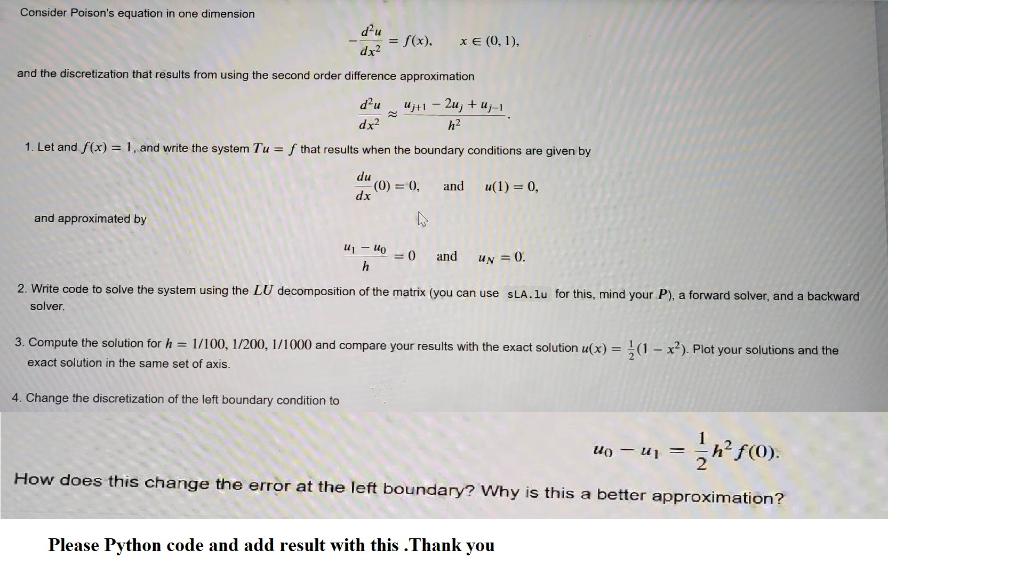 Solved Consider Poison's equation in one dimension | Chegg.com