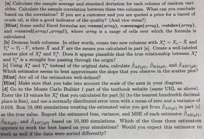 Solved Data for exercise 1: | Chegg.com