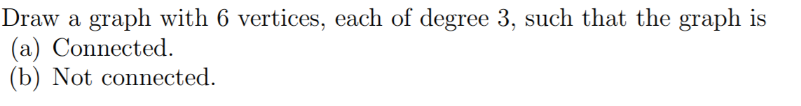 Solved Draw a graph with 6 vertices, each of degree 3, such | Chegg.com