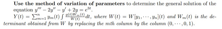 Solved Use the method of variation of parameters to | Chegg.com