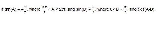 Solved If tan(A) - where | Chegg.com