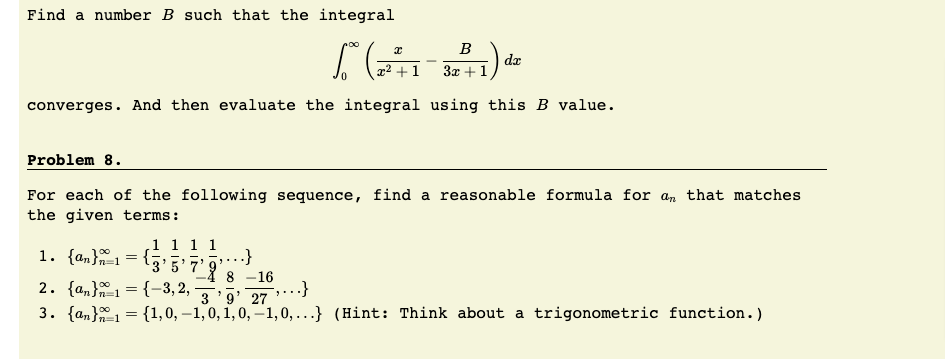 Solved Find a number B such that the integral To (²²+1-3 (= | Chegg.com