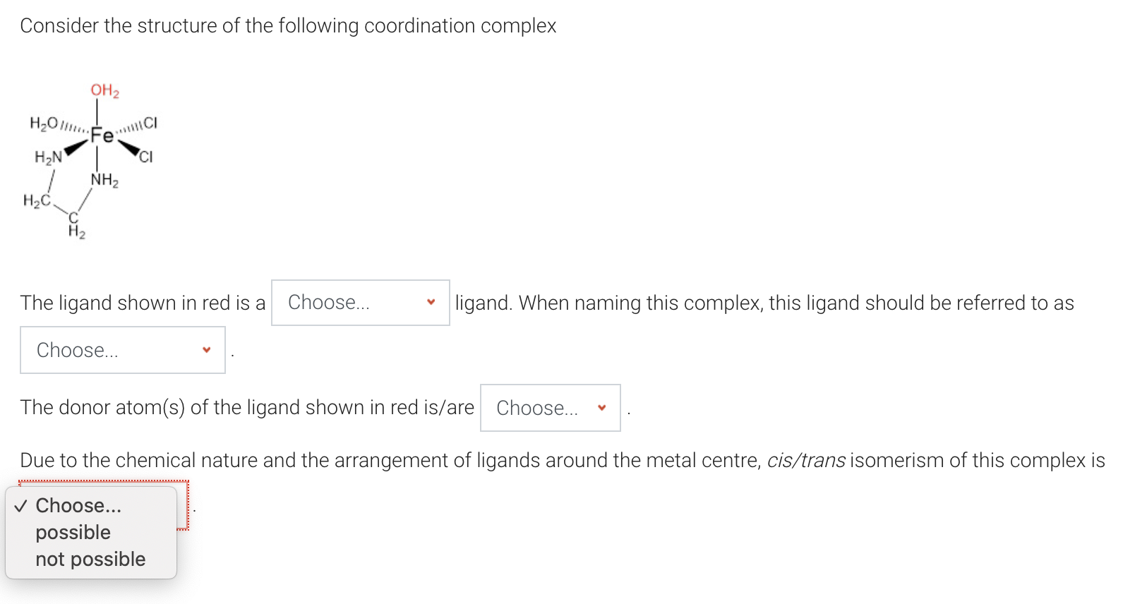 Solved Consider the structure of the following coordination | Chegg.com