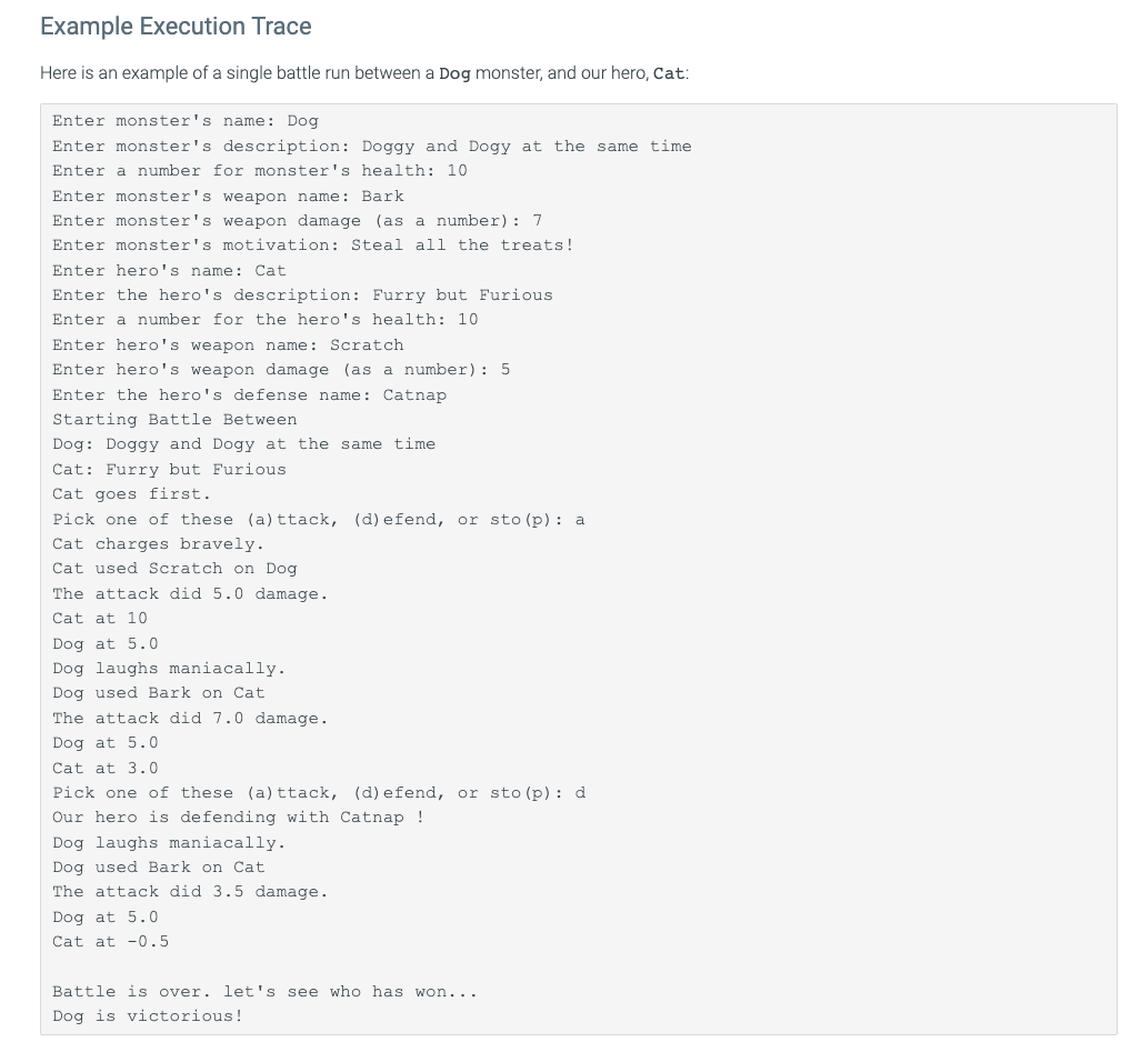 Solved Monster Battle In this lab we will create a battle | Chegg.com