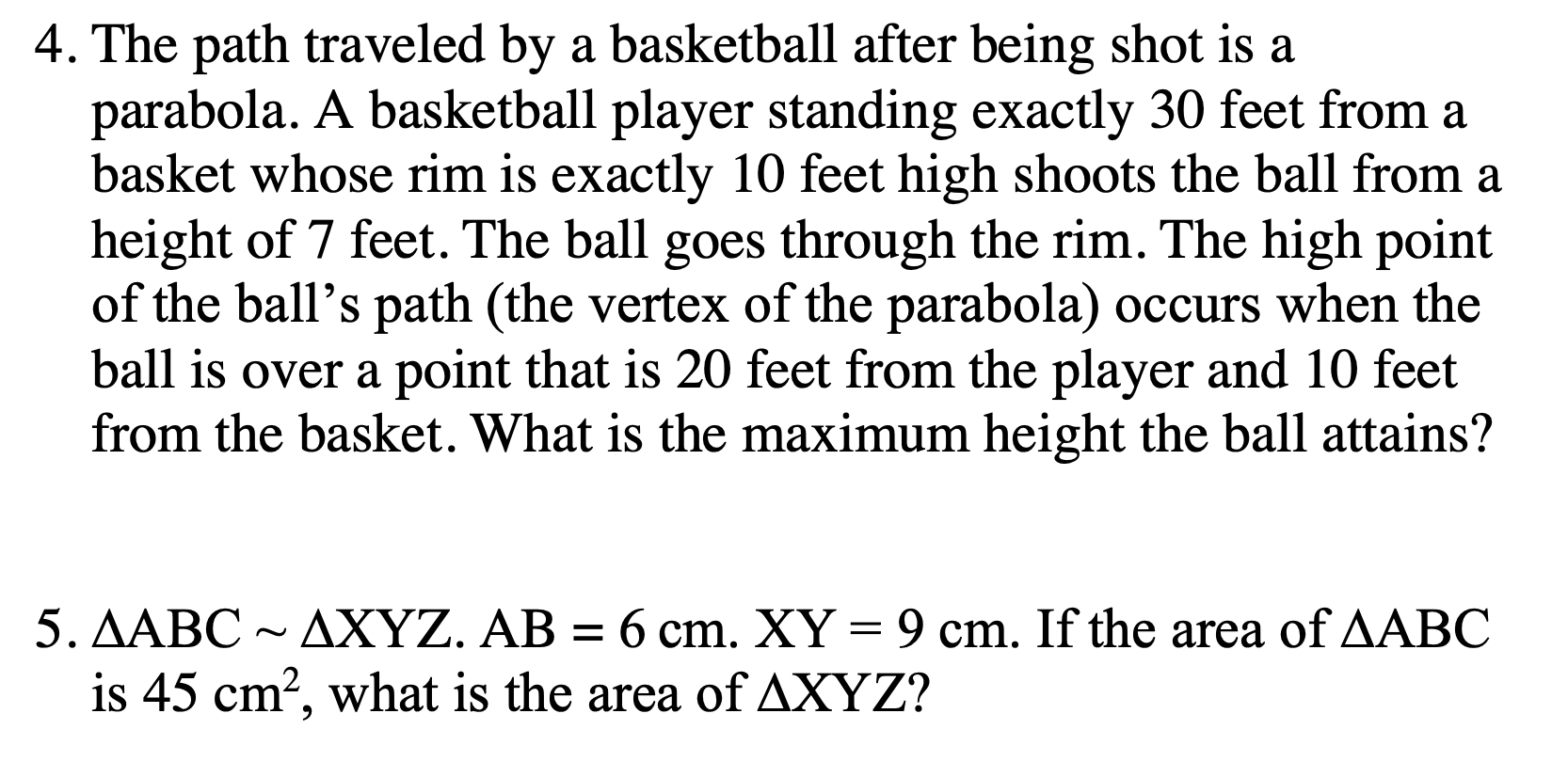 Parabolas In Basketball