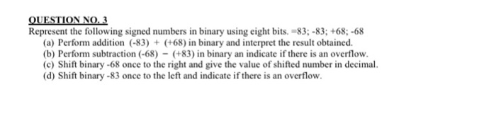 Solved Represent the following signed numbers in binary | Chegg.com