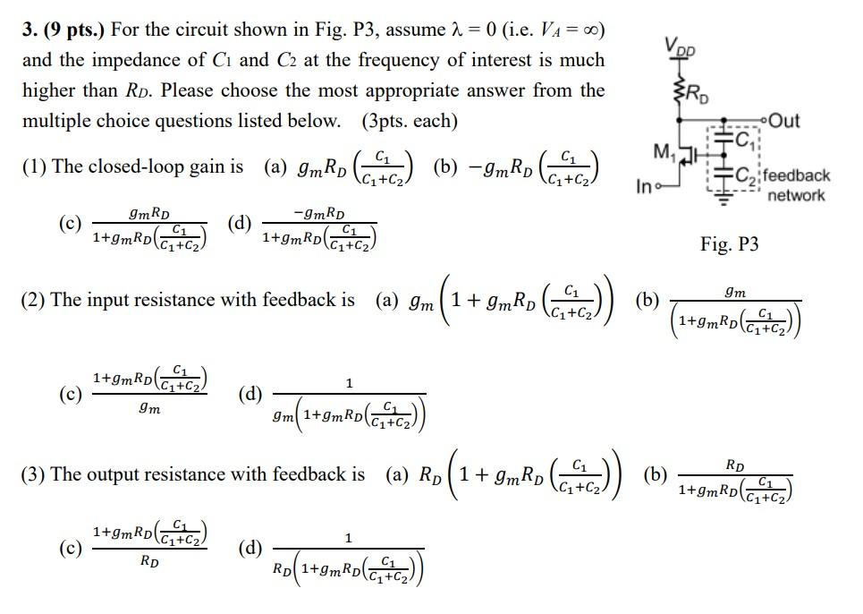Solved 3. (9 pts.) For the circuit shown in Fig. P3, assume | Chegg.com