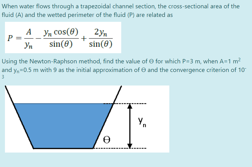When water flows through a trapezoidal channel | Chegg.com