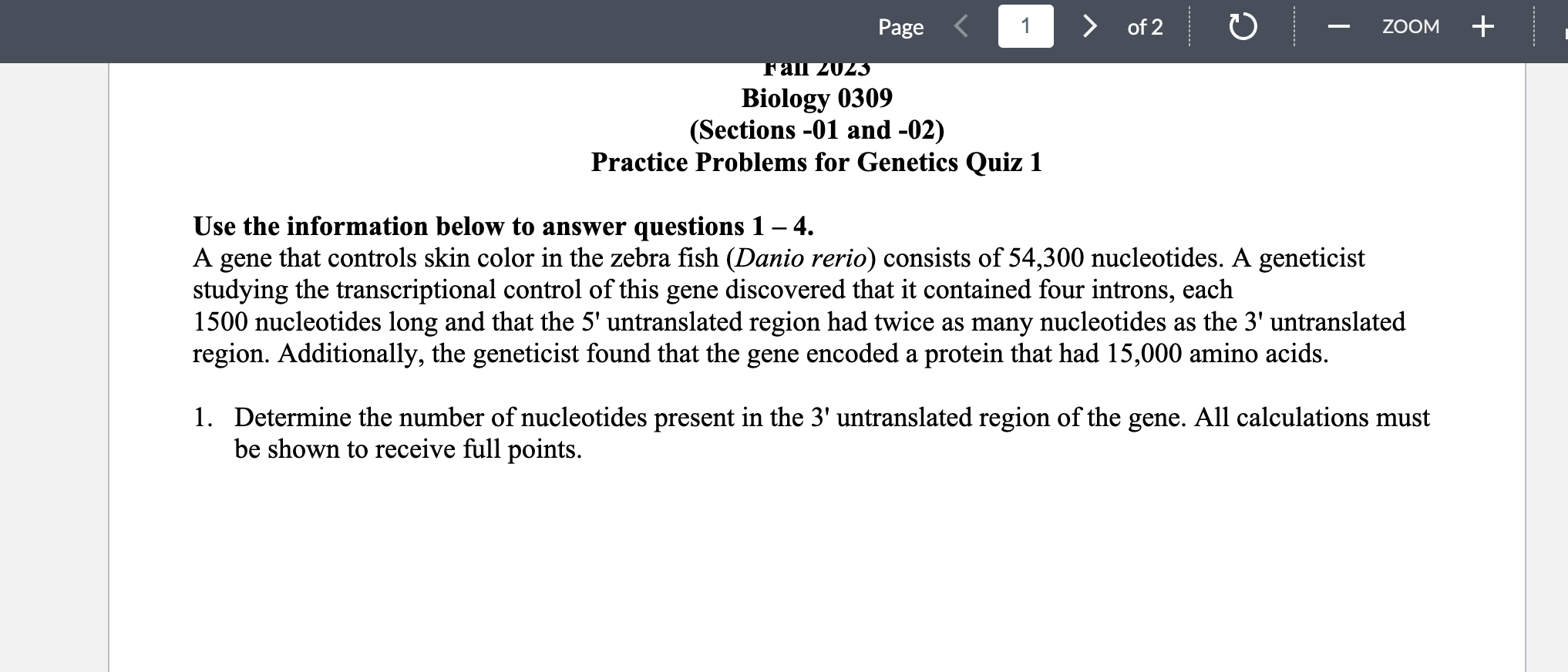 Solved Use the information below to answer questions 1 - 4 . | Chegg.com