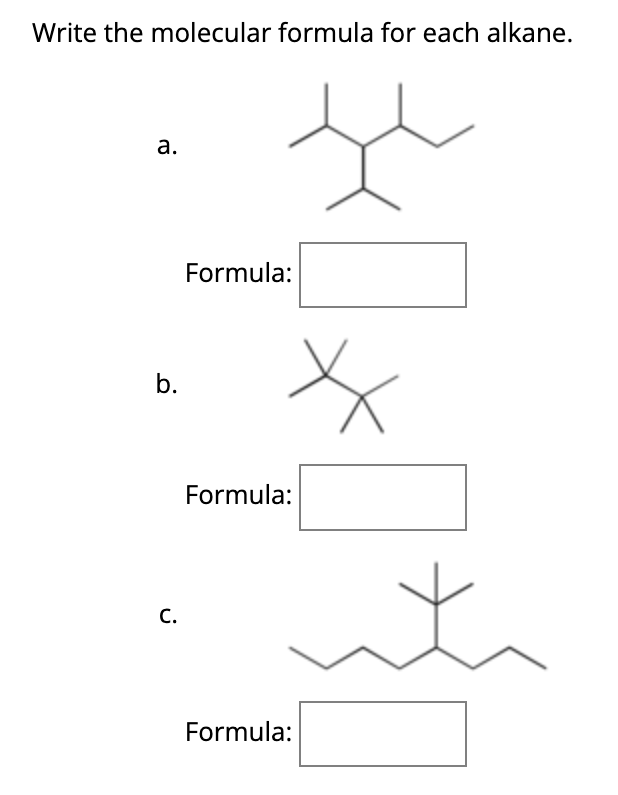 Solved Write the molecular formula for each alkane | Chegg.com