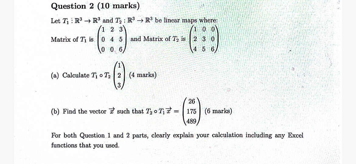 Solved Let T1:R3→R3 and T2:R3→R3 be linear maps where: | Chegg.com