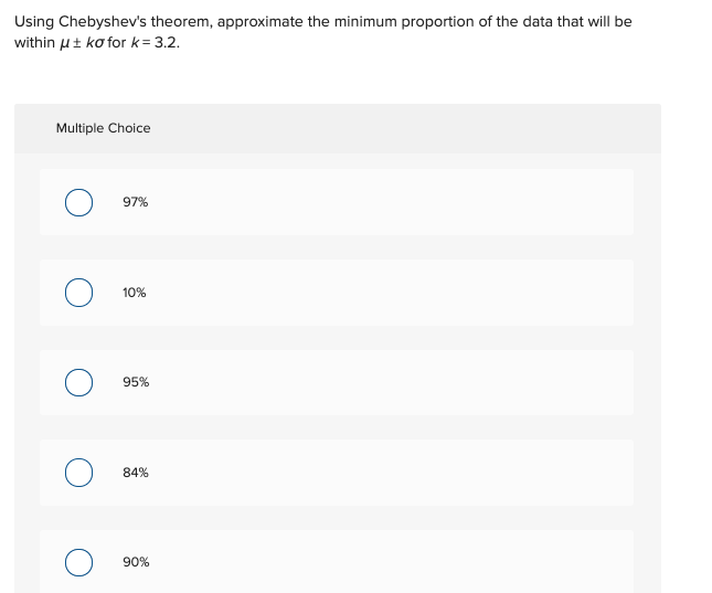 Solved Using Chebyshevs Theorem Approximate The Minimum 7453