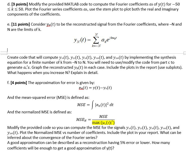 d. [3 points] Modify the provided MATLAB code to | Chegg.com