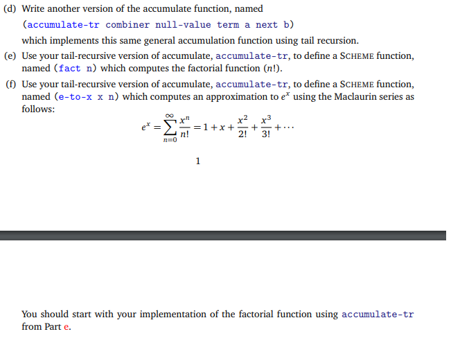 Solved In the R5RS scheme language, please. （d）Write another | Chegg.com