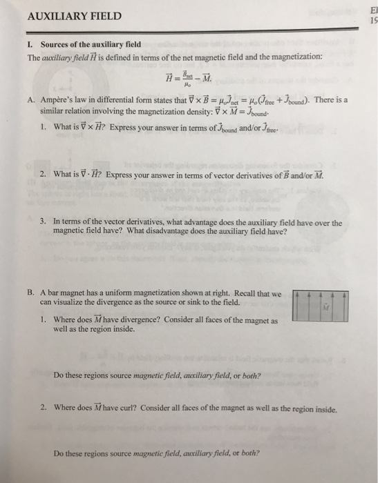 Solved El 19 AUXILIARY FIELD I. Sources of the auxiliary | Chegg.com