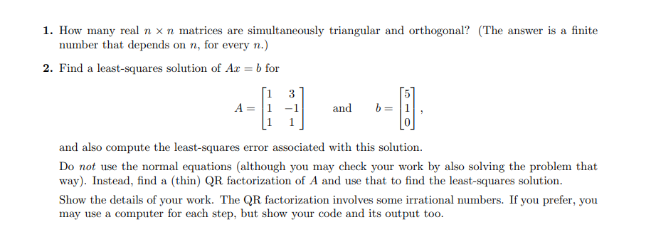 Solved 1. How many real n×n matrices are simultaneously | Chegg.com