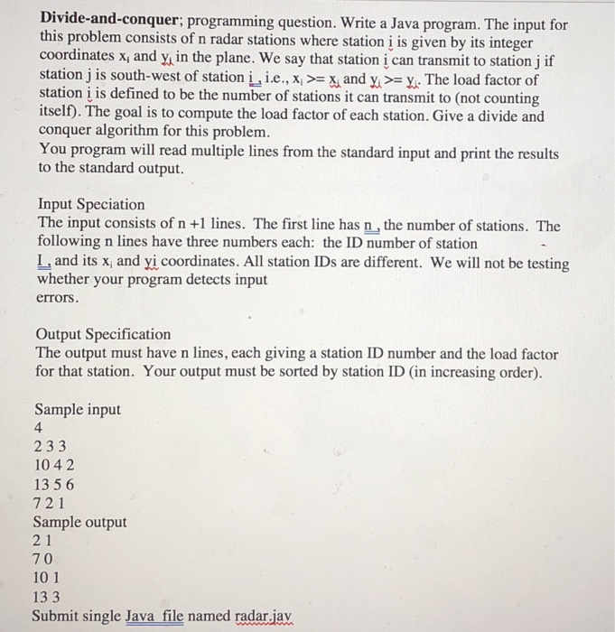 Solved Divide-and-conquer; programming question. Write a | Chegg.com