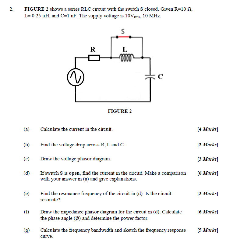 Solved FIGURE 2 shows a series RLC circuit with the switch S | Chegg.com