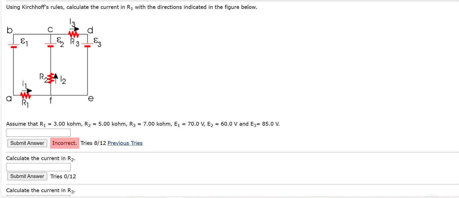 Solved Using Kirchhoff's rules, calculate the current in R1 | Chegg.com