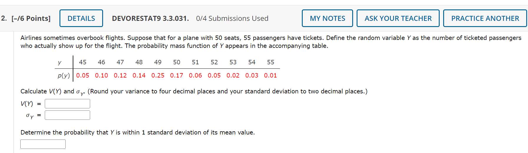 Solved 2. [-/6 Points] DETAILS DEVORESTAT9 3.3.031. 0/4 | Chegg.com