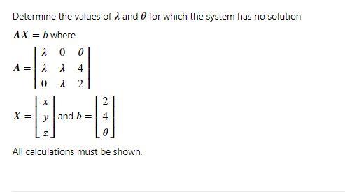 Solved Determine the values of λ and θ for which the system | Chegg.com