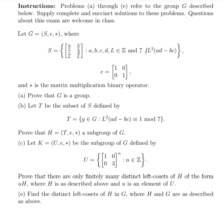 Solved Instructions: Problems (a) through (e) refer to the | Chegg.com