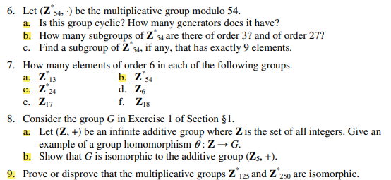 6. Let (Z 54. ) be the multiplicative group modulo | Chegg.com