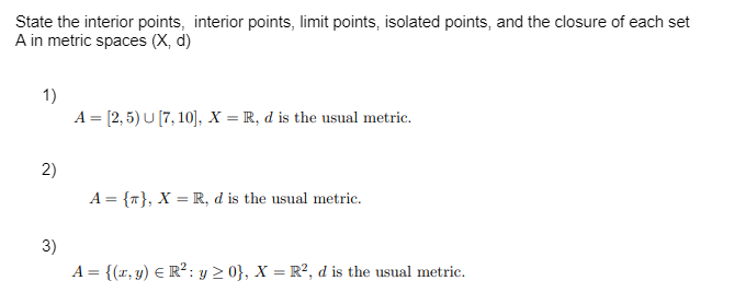 Solved State the interior points, interior points, limit | Chegg.com