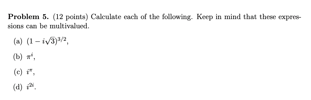 Problem 5. (12 points) Calculate each of the | Chegg.com